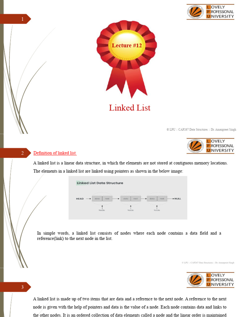 Lecture 12 Linked List | PDF Lecture 12 Linked List | PDF