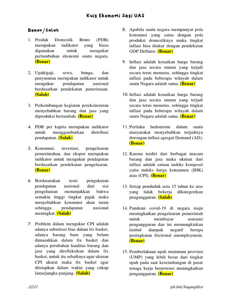 Kuis UAS Ekonomi | PDF | Politik | Ilmu Sosial