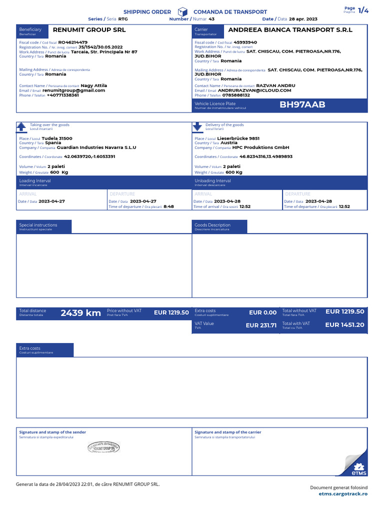 Comanda de Transport RTG 43 - BH97AAB - ANDREEA BIANCA TRANSPORT S.R.L ...