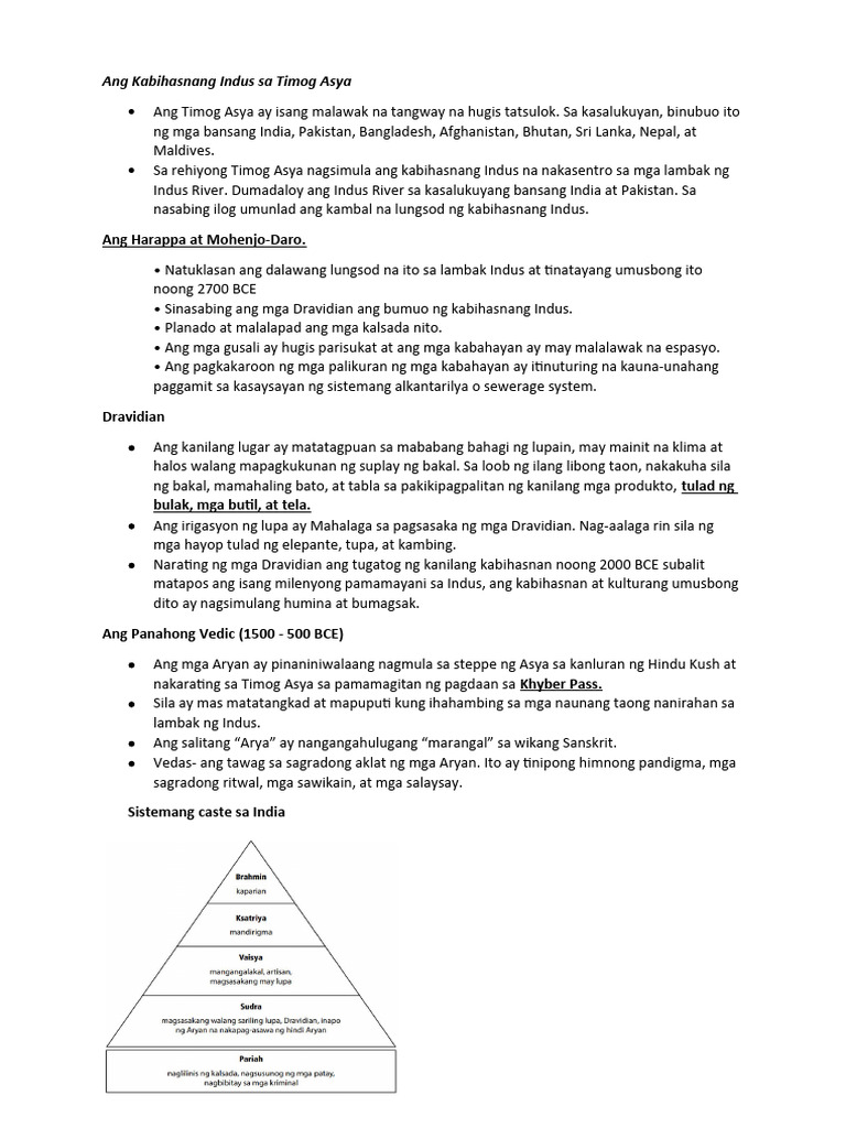 Ang Kabihasnang Indus Sa Timog Asya | PDF