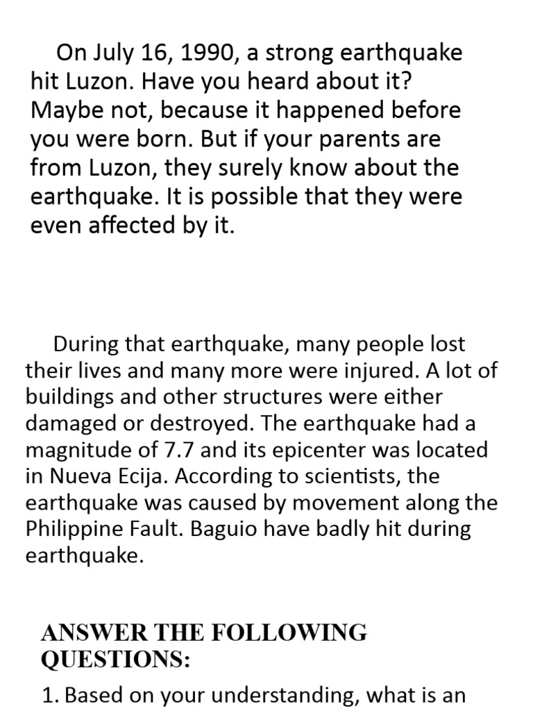Earthquake Education For Students Pdf Fault Geology Earthquakes