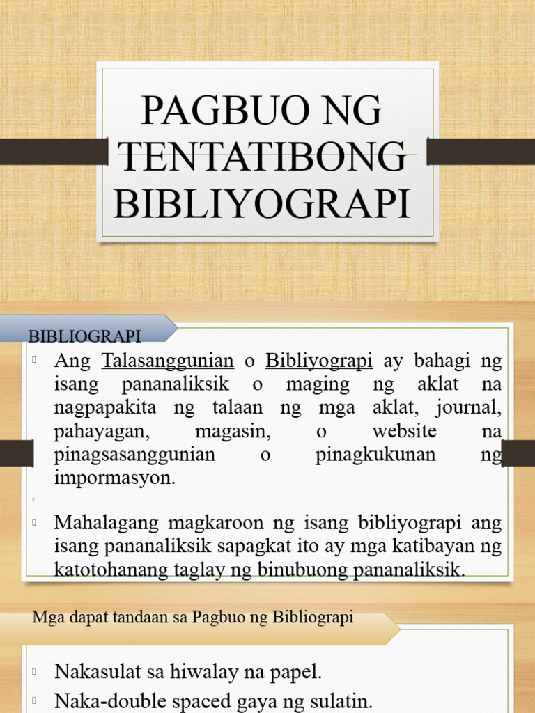 Pagbuo NG Tentatibong Bibliograpi | PDF