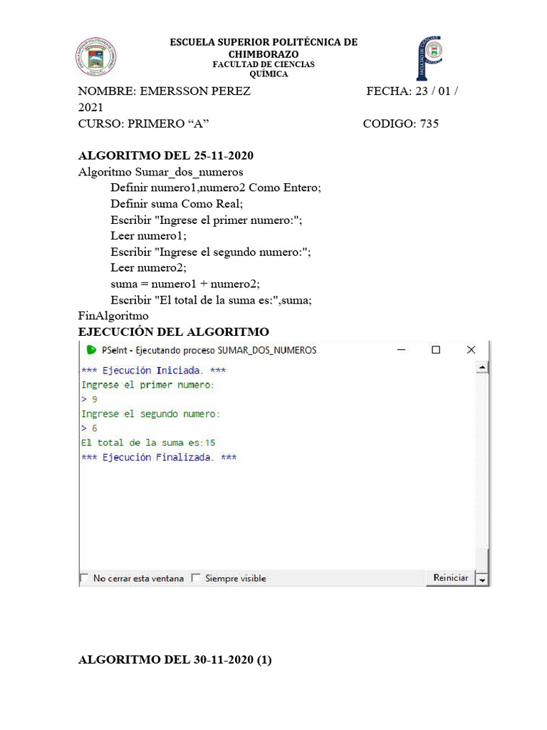 Evidencia Tarea 3.1 - Algoritmos en PseInt | PDF | Aritmética ...