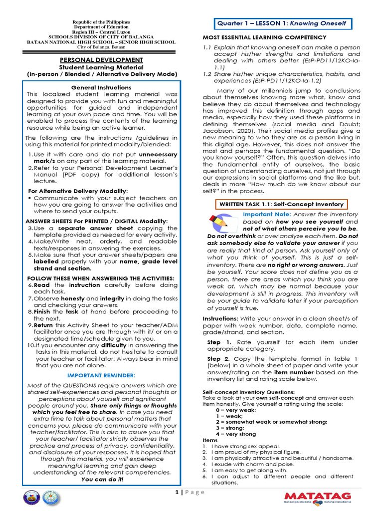 Perdev Learning Material Quarter1 Week 1 3 All Modality Sy 2023 2024 ...