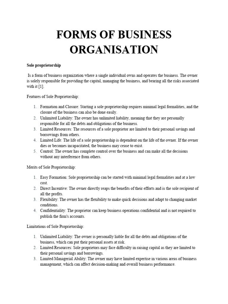 Business Notes | PDF | Partnership | Sole Proprietorship