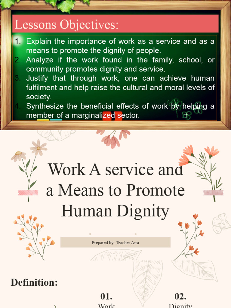 Work A Service and A Means To Promote Human Dignity | PDF | Career & Growth