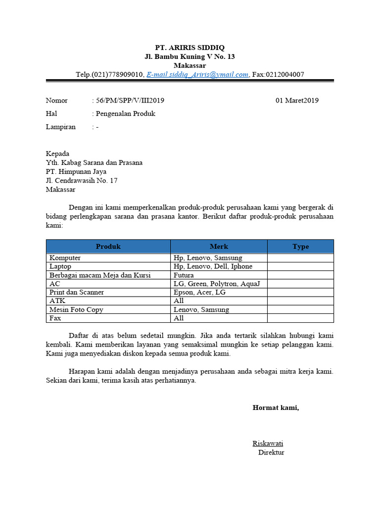 Contoh Surat Masuk dan Keluar Perusahaan | PDF | Bisnis