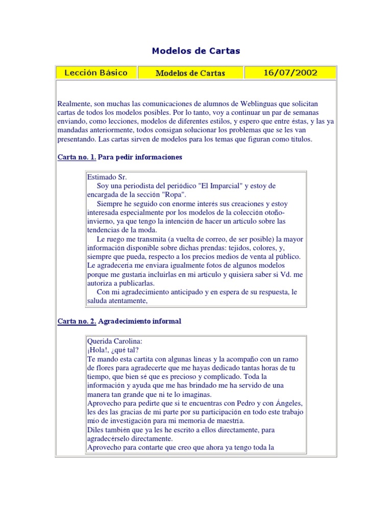 Modelos de Cartas | PDF
