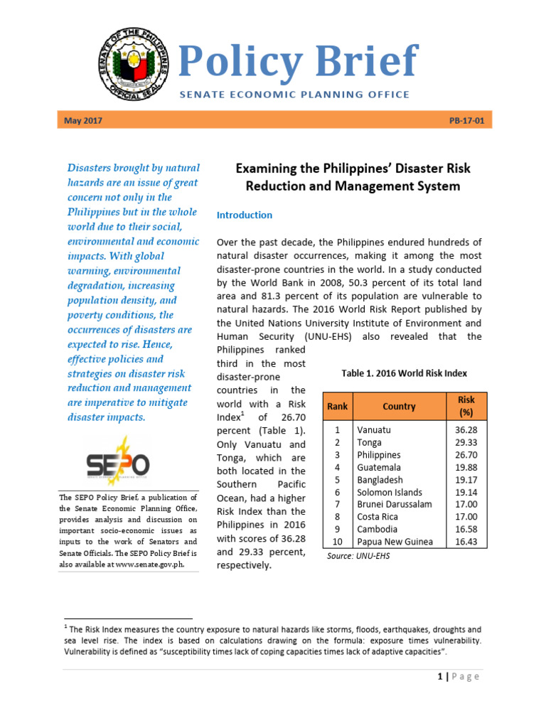 PB Examining PH DRRM System Revised 27june2017 | PDF | Emergency Management | Disaster Risk ...