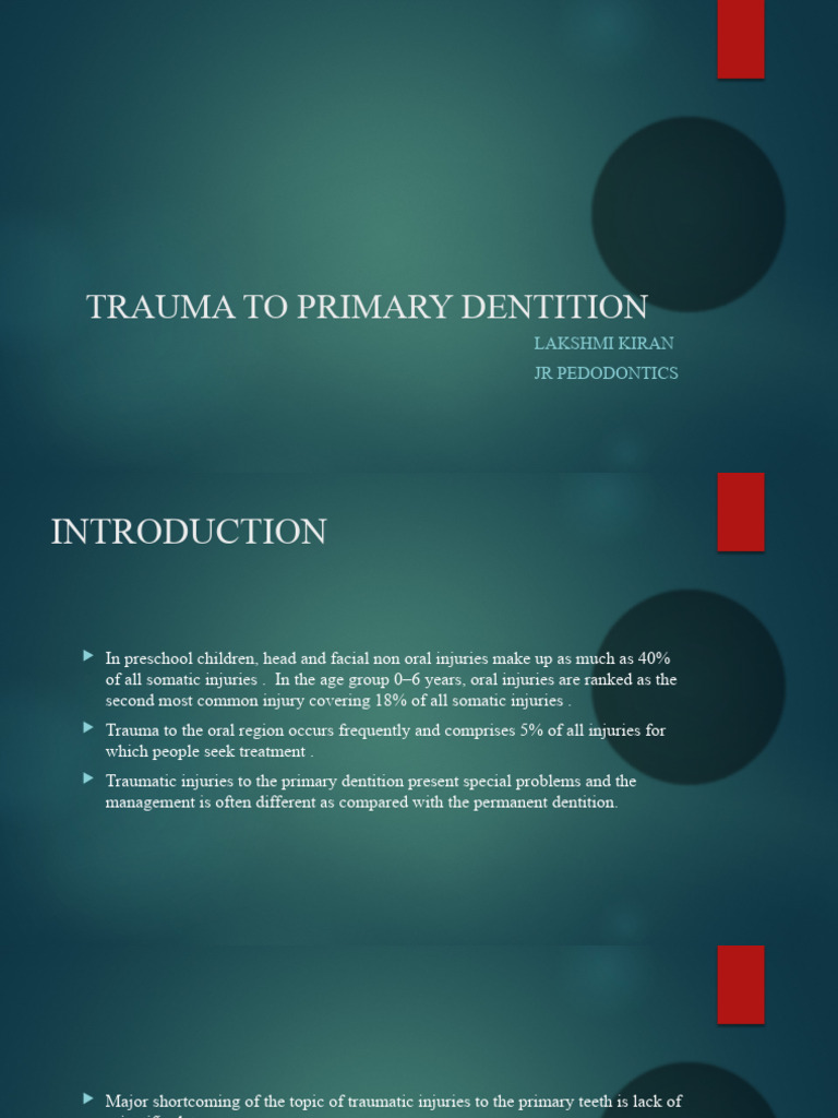 Managing Trauma in Primary Dentition | PDF | Tooth Enamel | Tooth