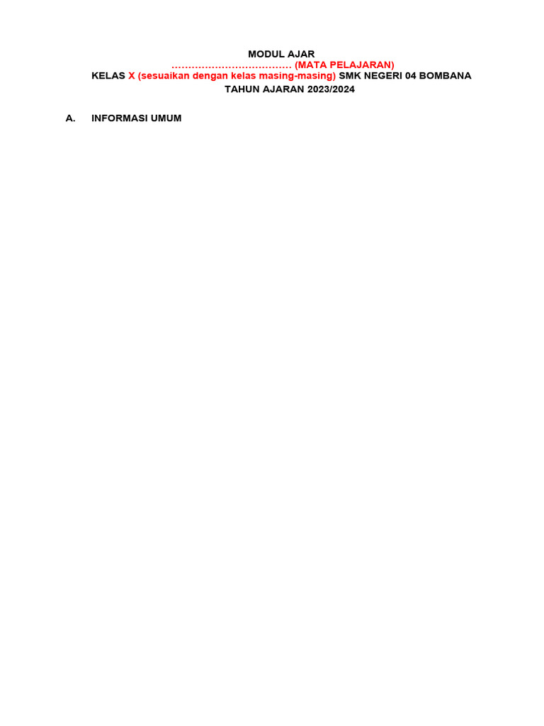 Form Modul Ajar 2023-2024 | PDF