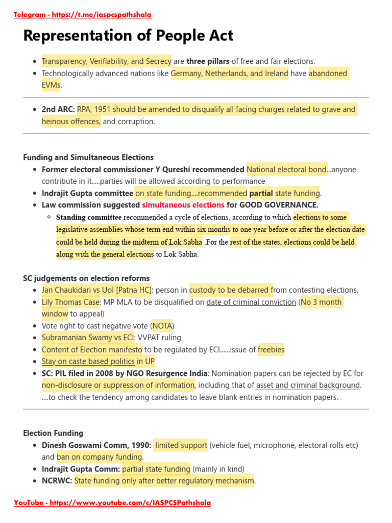 Representation of People Act | PDF | Elections | Government