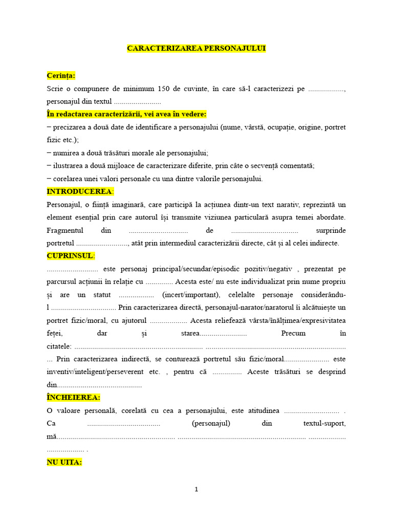 Caracterizare | PDF