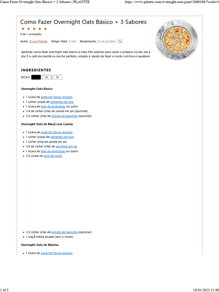 Overnight Oats | PDF | Chocolate | Comidas e bebidas