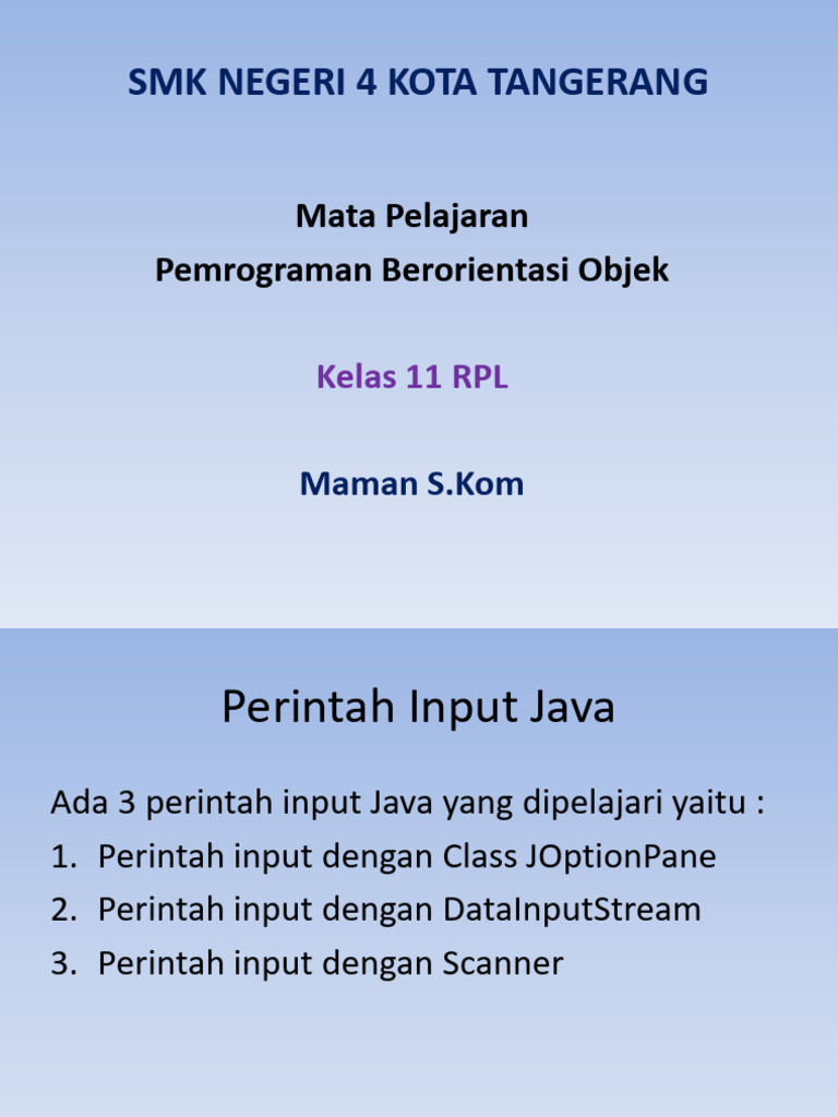 Materi 4 Dasar Dasar Pemrograman JAVA | PDF