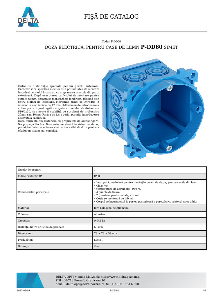 Delta-Opti Datasheet-P-DD60 | PDF