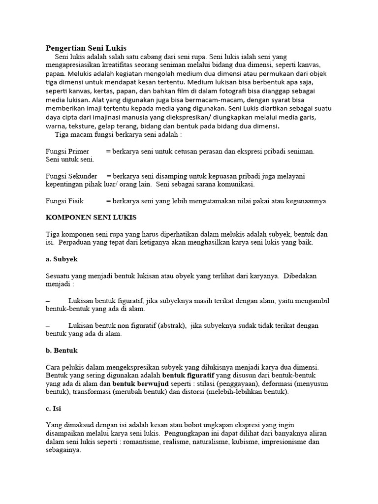 Pengertian Seni Lukis | PDF