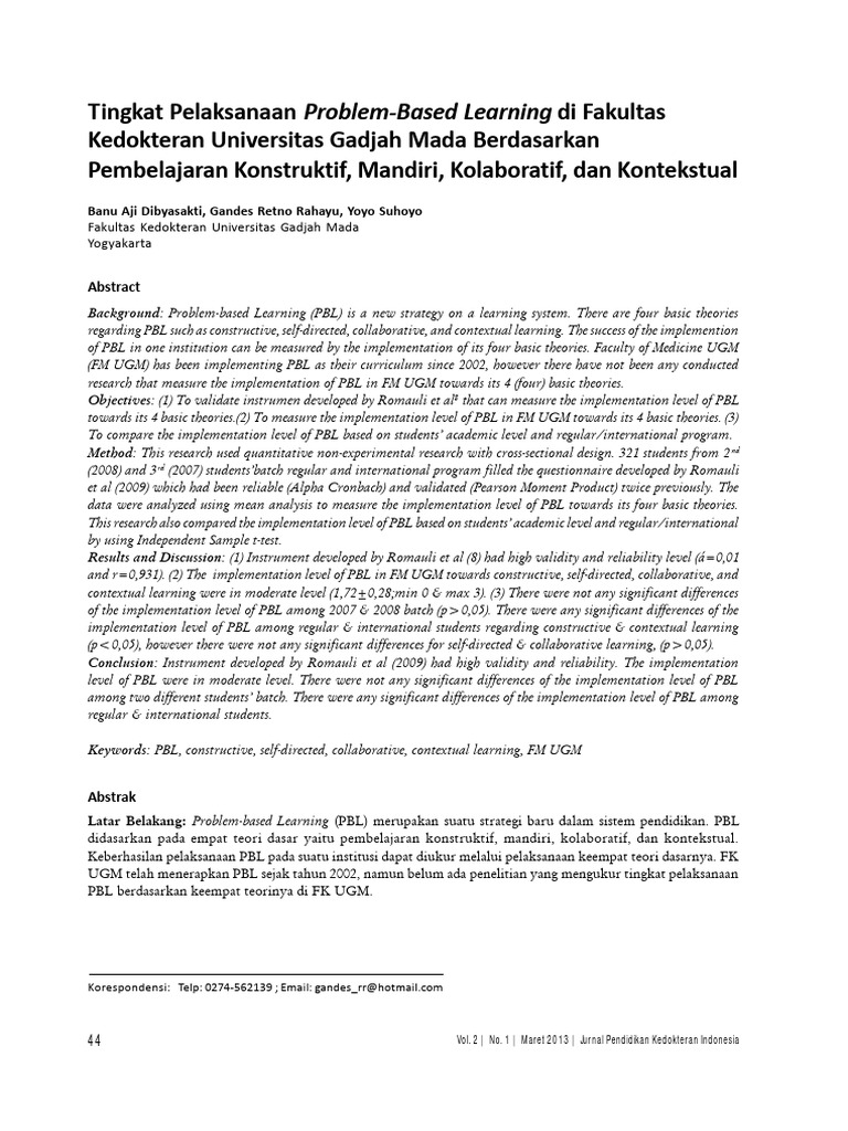 PBL Nya FK UGM | PDF | Behavior Modification | Pedagogy