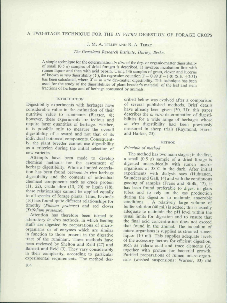 Tilley & Terry (1963) | PDF | Digestion | Filtration