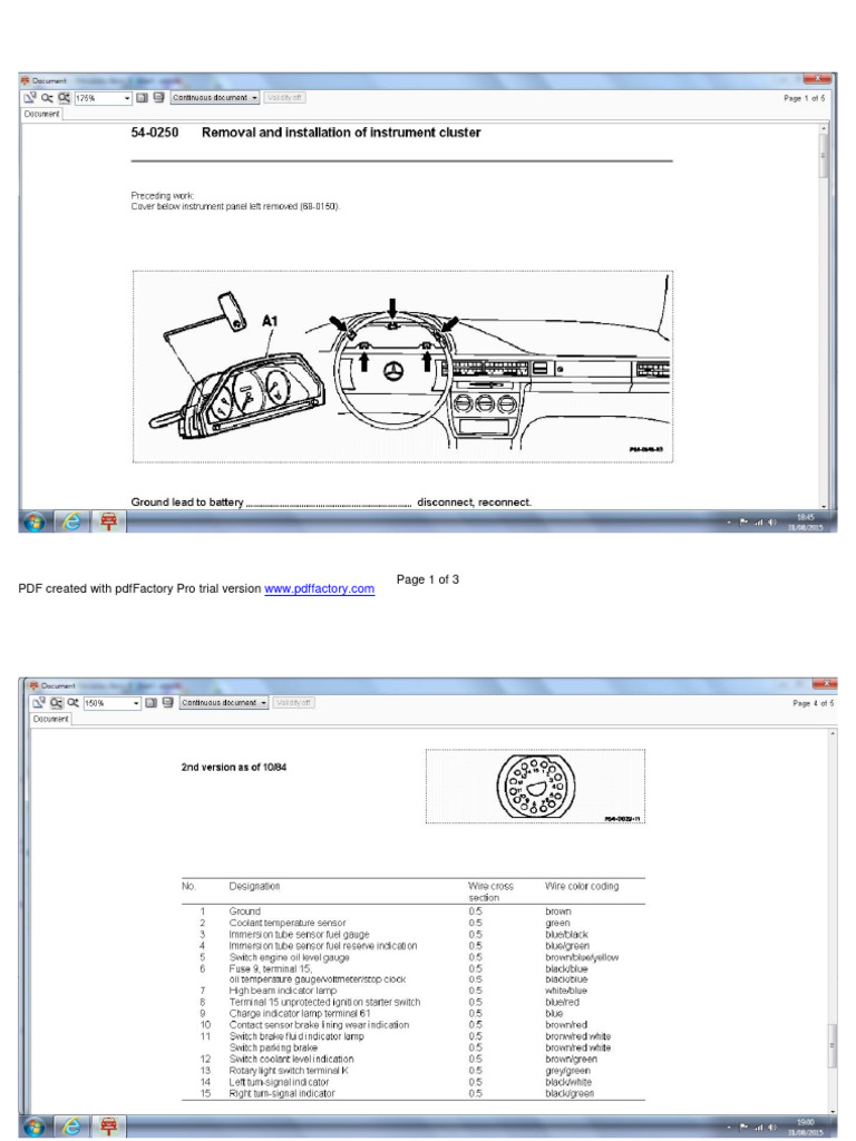 W201 Instr Cluster Wiring | PDF