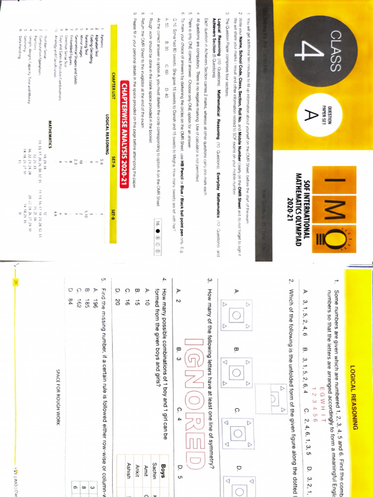 Class 4 Olympiad Maths Question Bank | PDF | Geometry | Mathematics