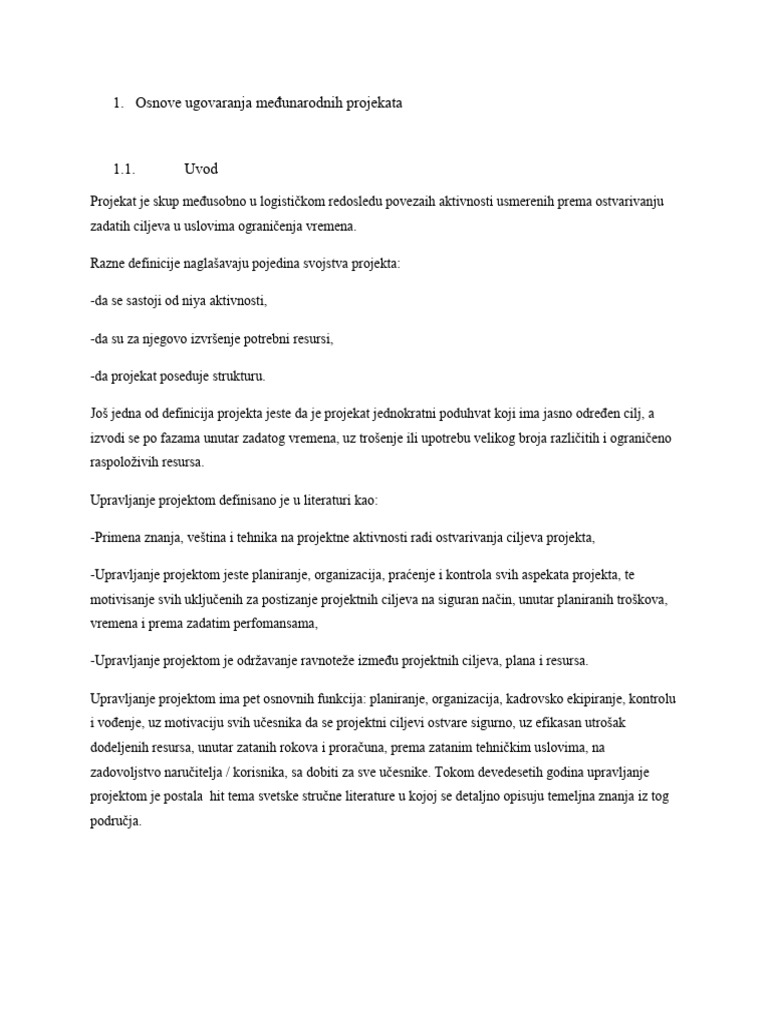 Osnove ugovaranja međunarodnih projekata | PDF