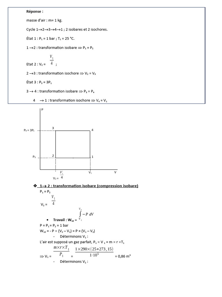 Cycle thermodynamique d'un gaz parfait | PDF | Capacité thermique | Chimie