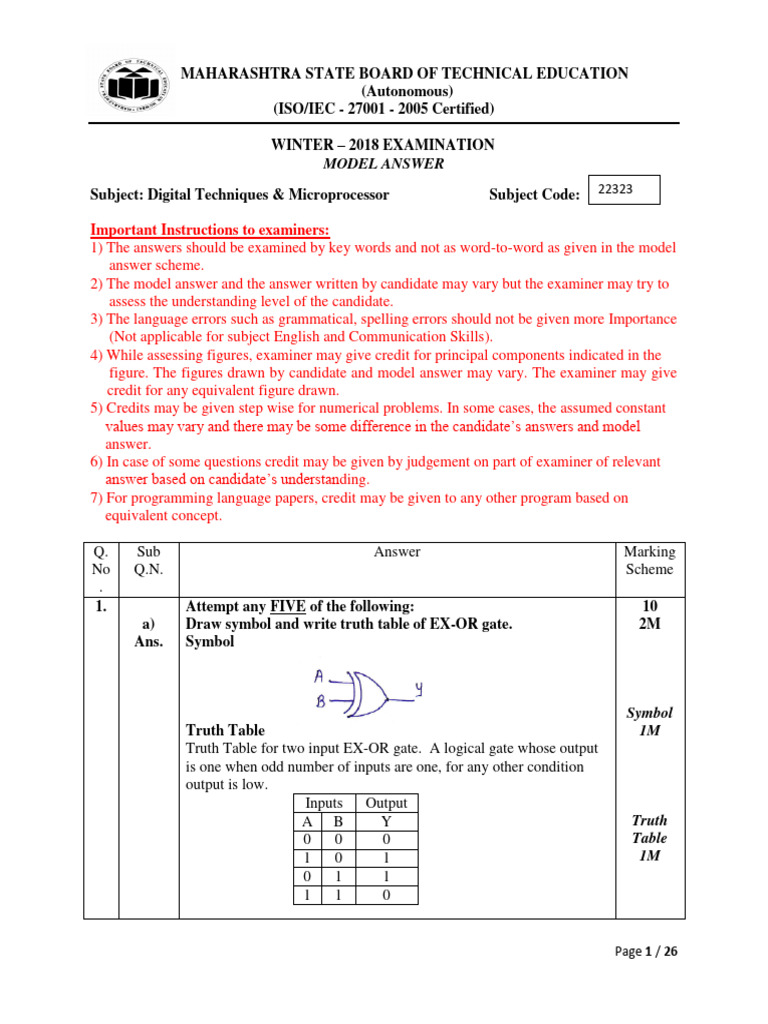 2018 Winter Model Answer Paper | PDF | Central Processing Unit | Binary Coded Decimal