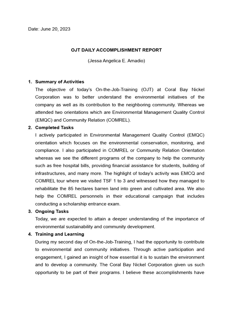 Accomplishment Report Day 2 | PDF