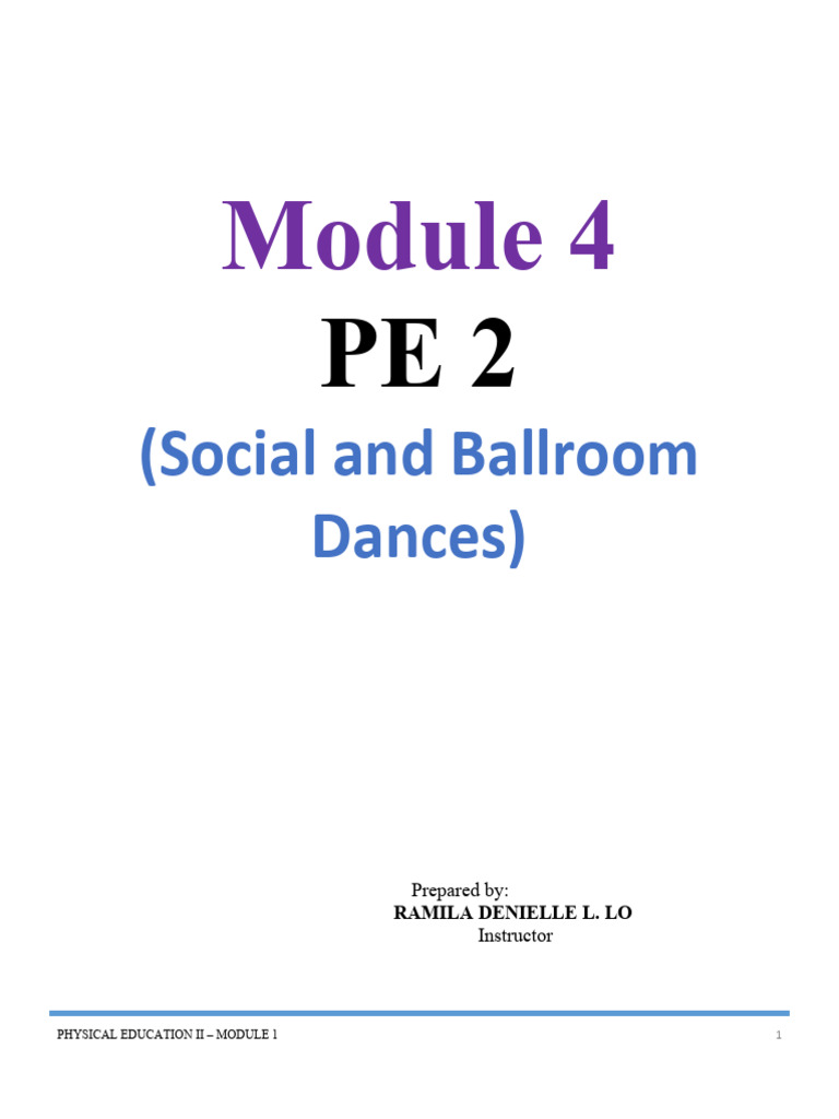 P E 2 Module 4 Pdf Dances Ballroom Dance