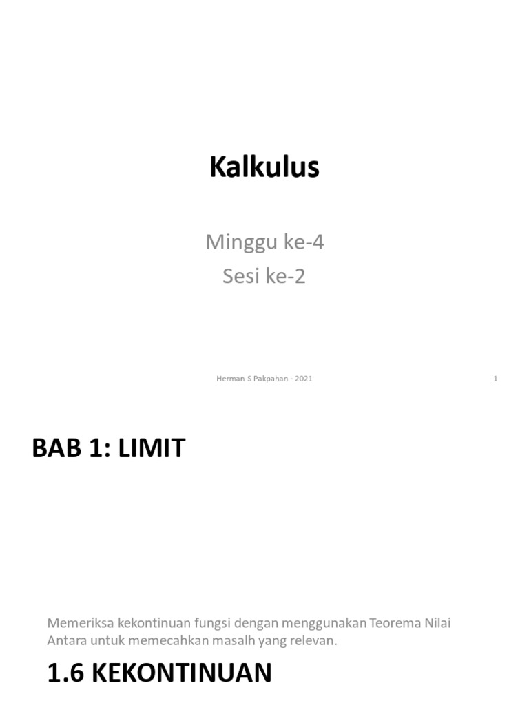 Kalkulus Pertemuan 5.2 Kontinuitas | PDF