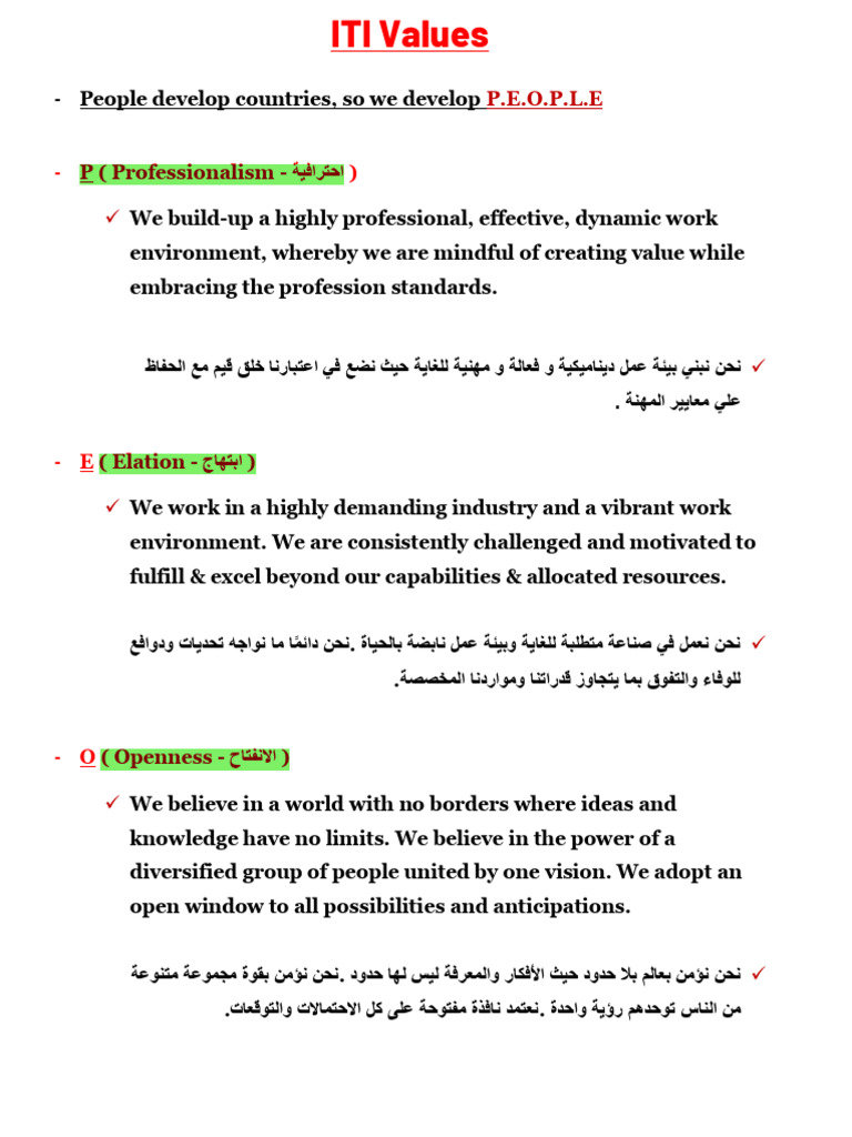 ITI Values 1 | PDF