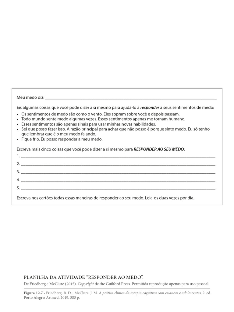 RESPONDER AO MEDO - Friedberg - Materiais | PDF | Autoajuda