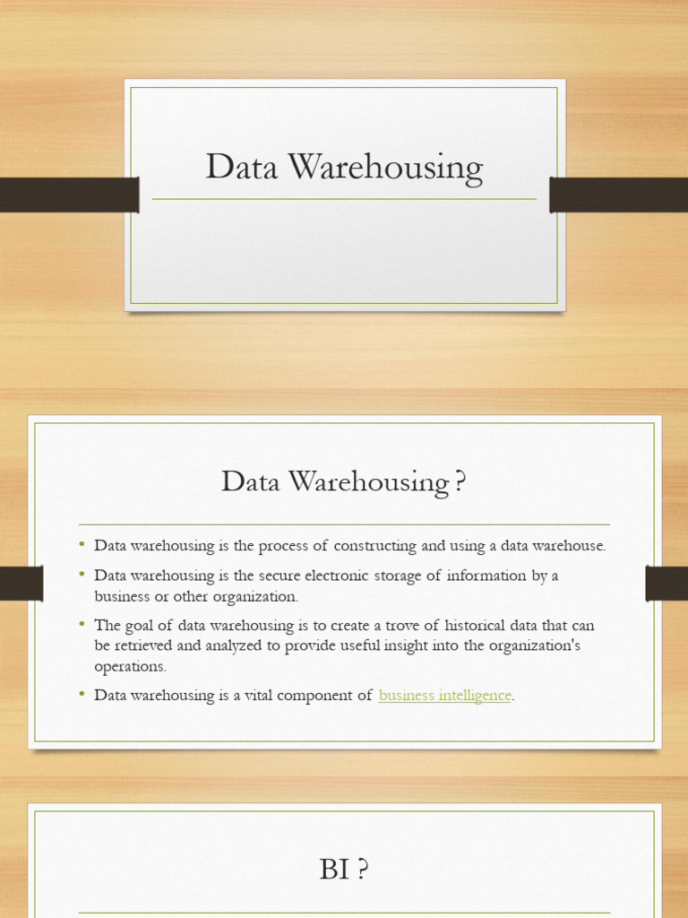 Data Warehousing Slides | PDF | Data Warehouse | Business Intelligence