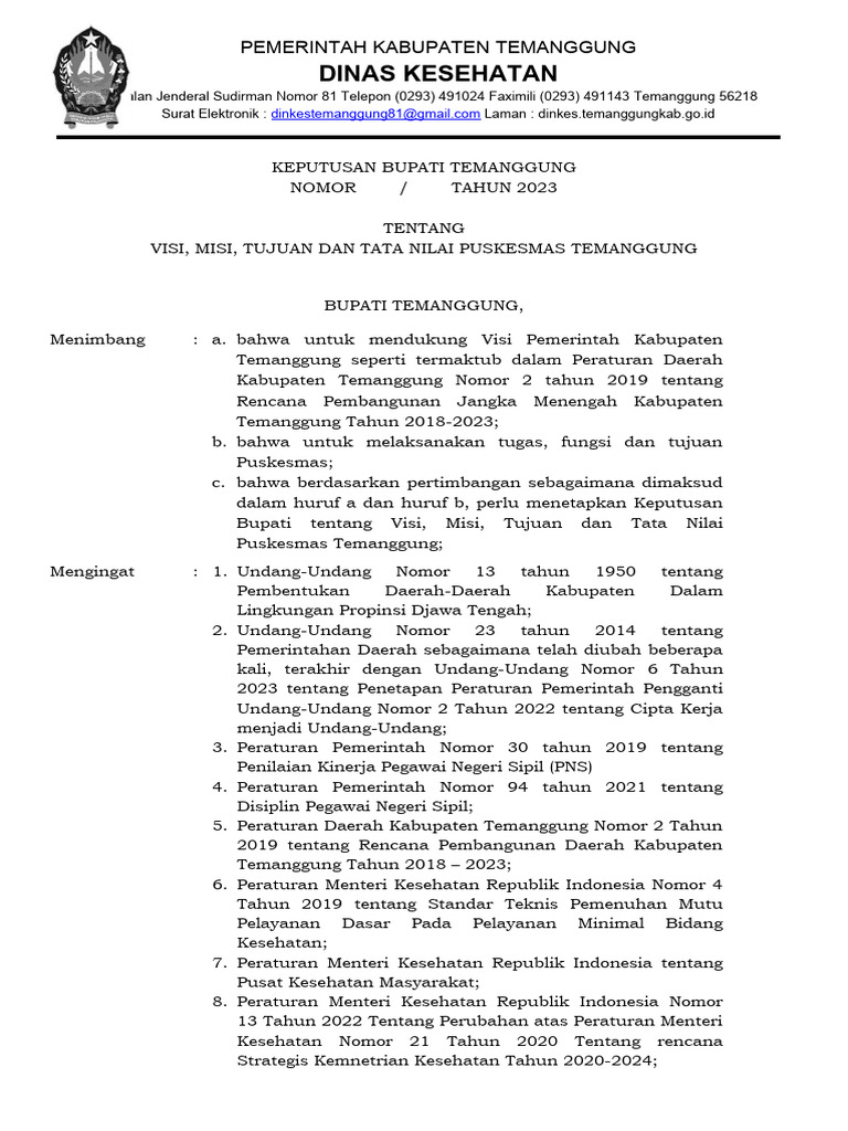 SK Visi, Misi, Tujuan, Dan Tata Nilai | PDF | Karier & Perkembangan | Pengembangan Diri