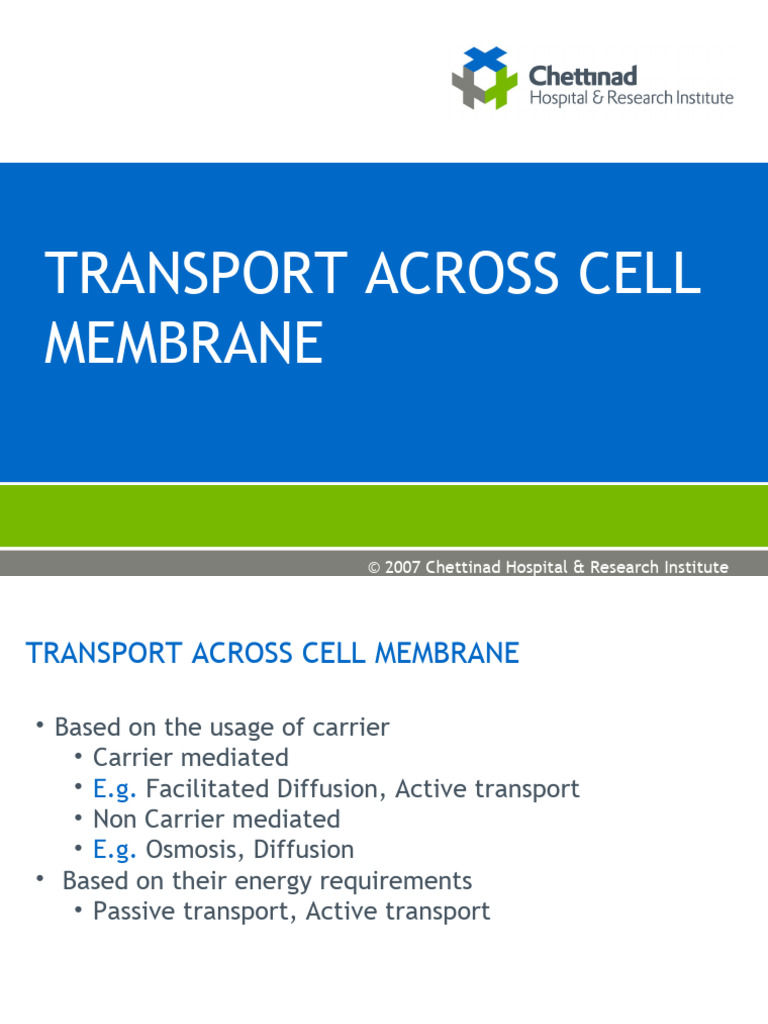 Transport Across Cell Memberane | PDF | Diffusion | Osmosis