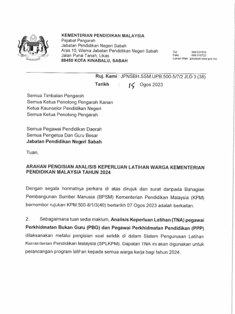 Arahan Pengisian (TNA) | PDF