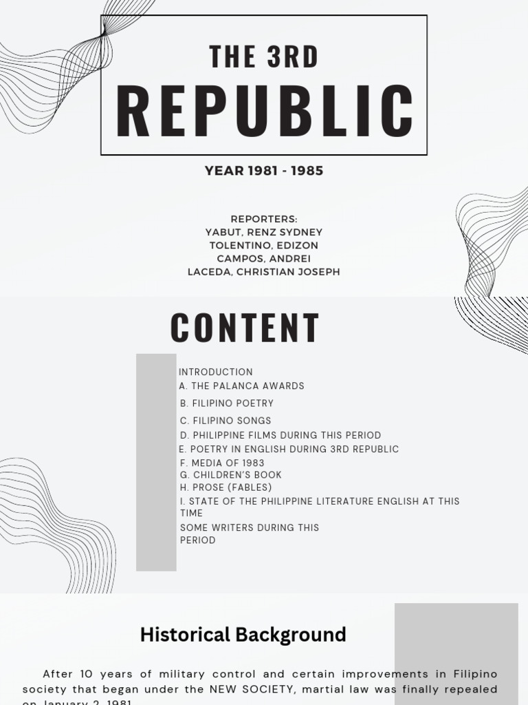 The Third Republic Literature | PDF | Philippines