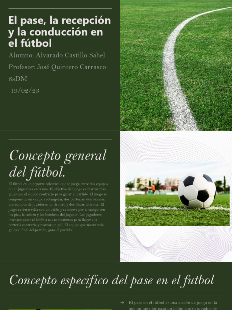El Pase, La Recepción y La Conducción en El Fútbol | PDF