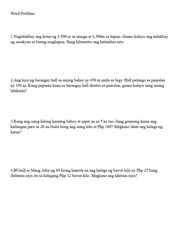 Word Problem | PDF