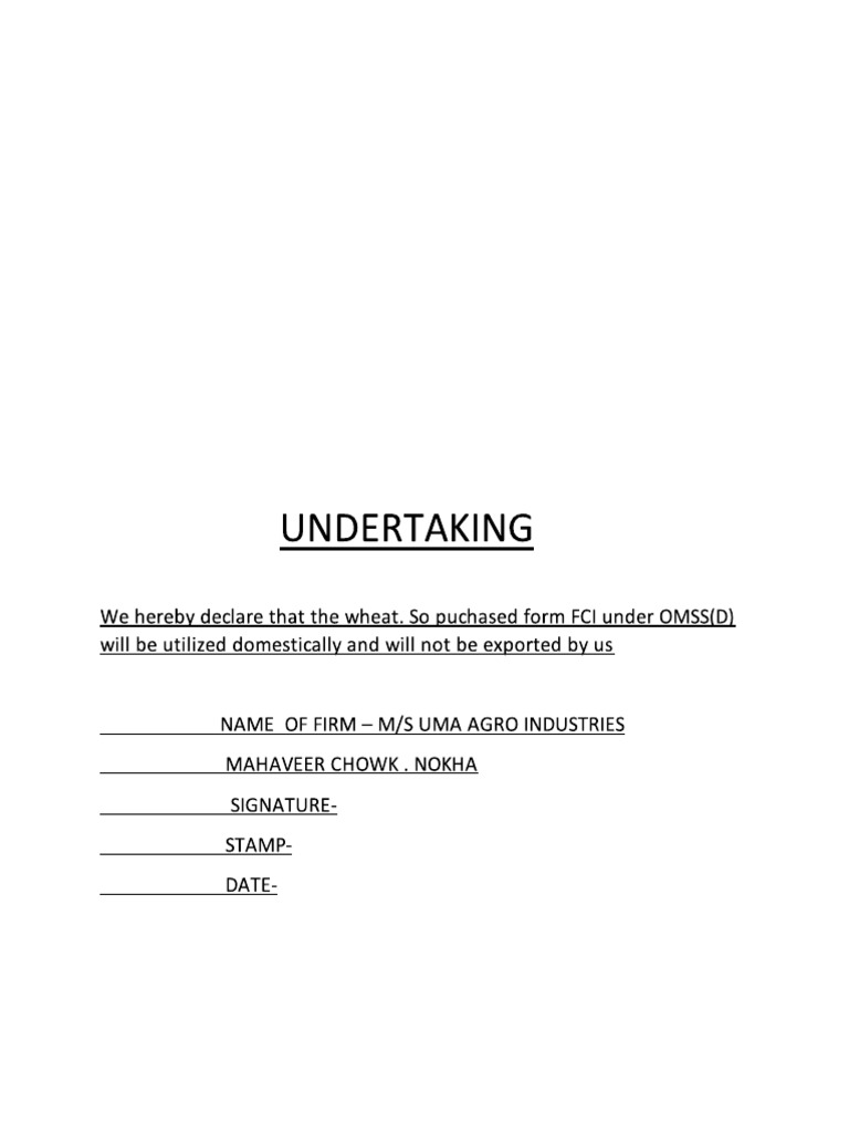 Undertaking | PDF