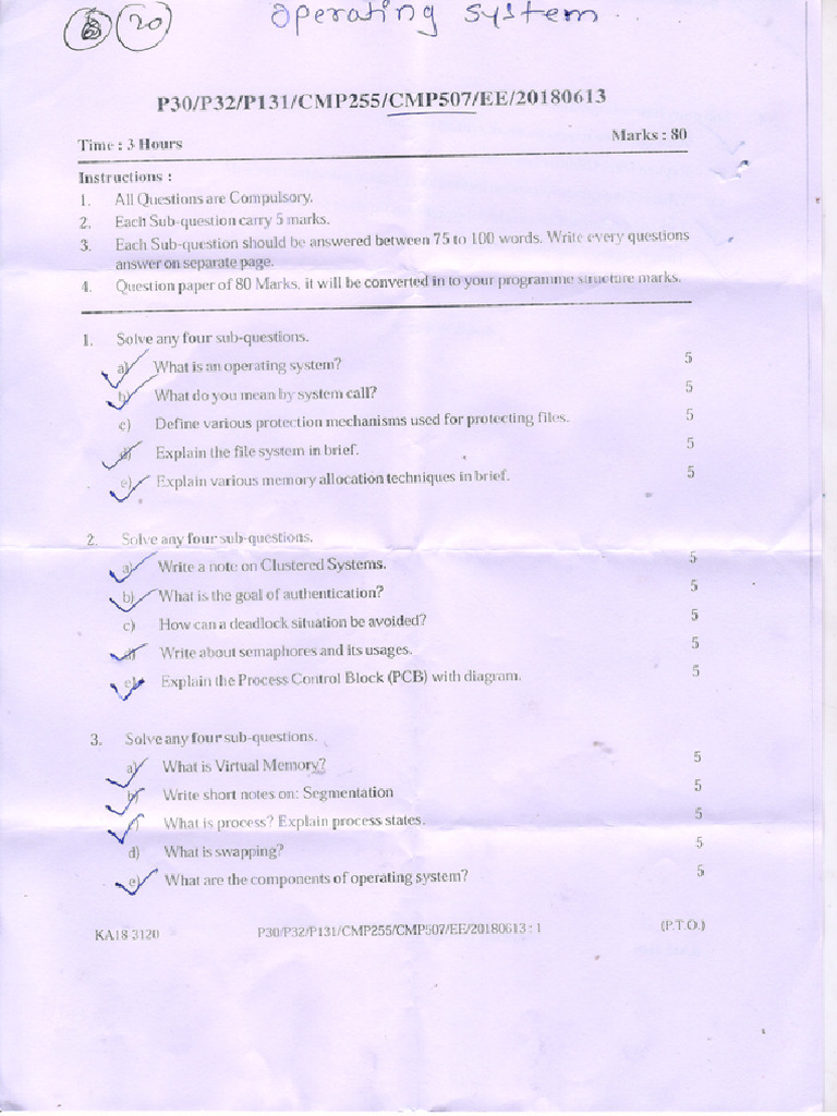 CMP507 Operating System | PDF