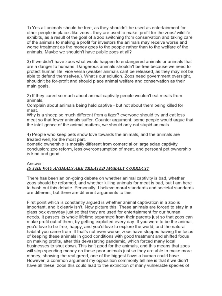 Essay Paper 2 Question 5 Animal Rigghts | Download Free PDF | Zoo ...