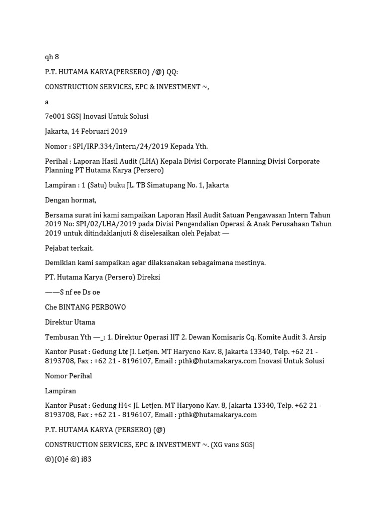 Audit Divisi Corporate Planning 2019 | PDF