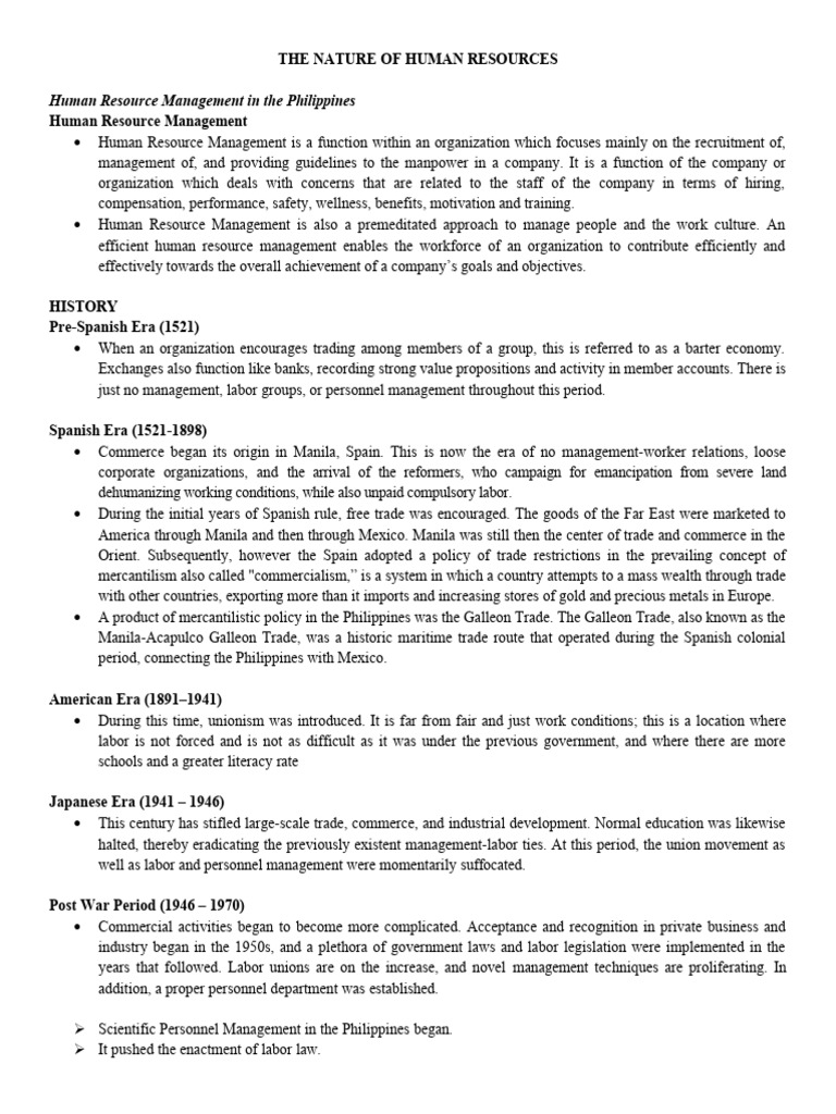HRM Evolution in the Philippines | PDF | Human Resource Management ...