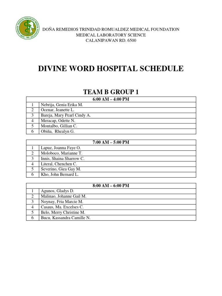 DWH Schedule TEAM B G12 | PDF