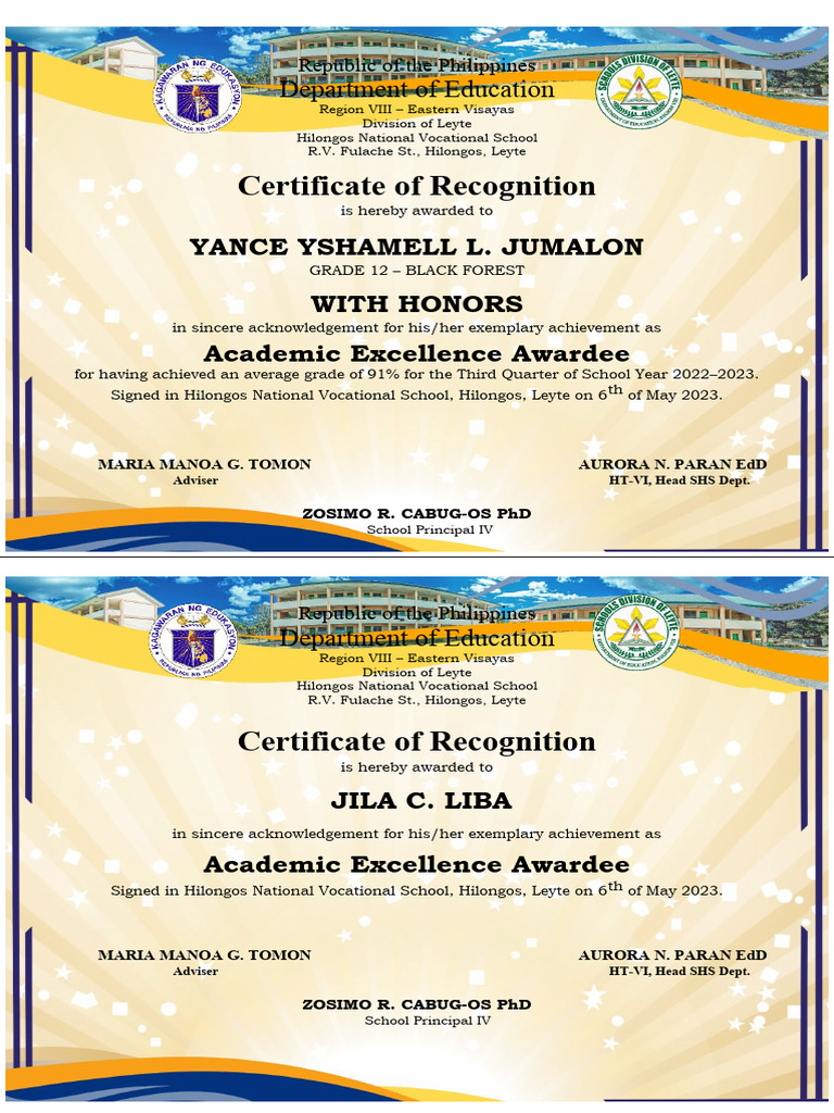 Certificate Recognition 2022 2023 Version2 | PDF