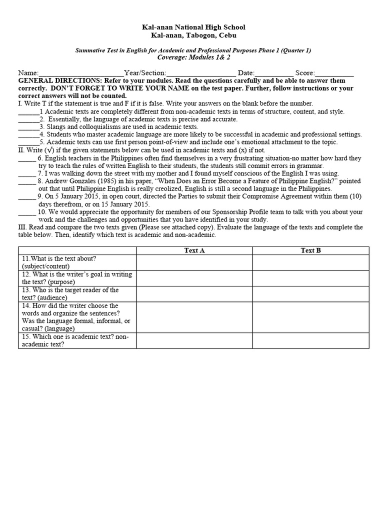 EAPP 12 Quiz | PDF | English Language | Linguistics