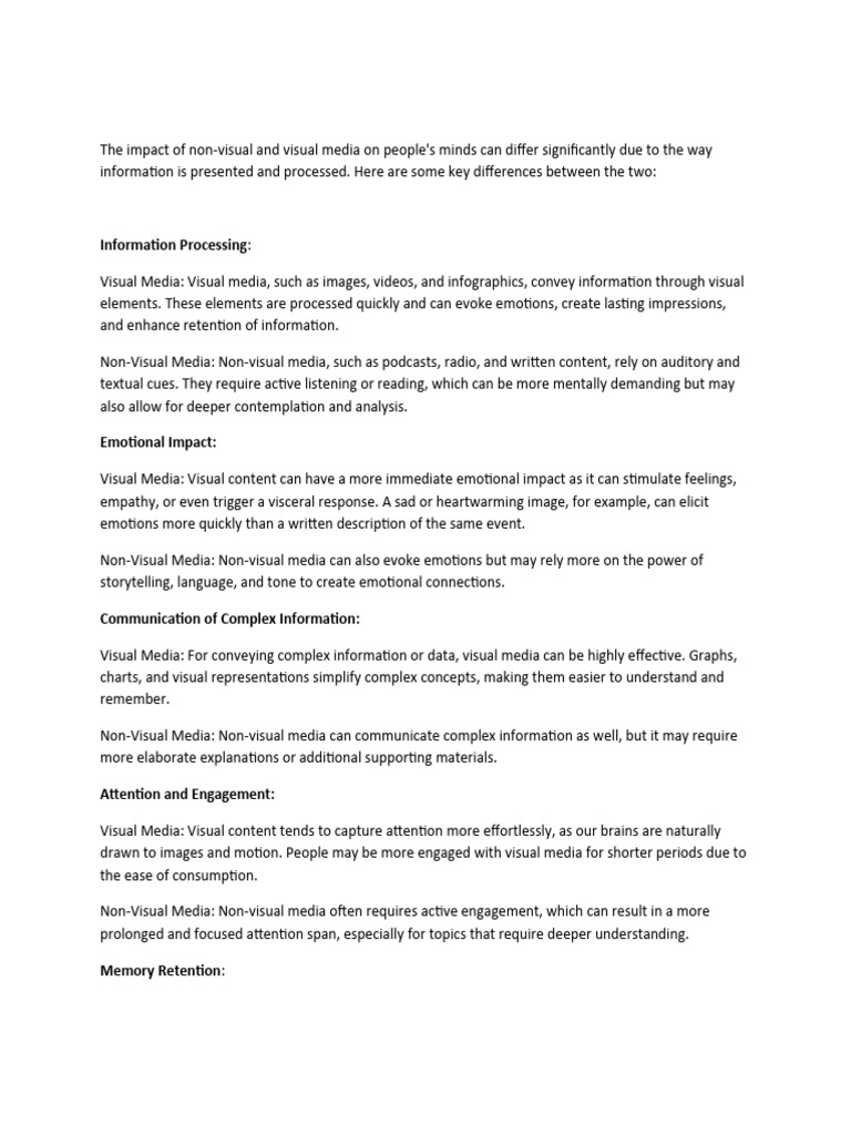 Impact of Visual and Non Visual Media | Download Free PDF | Memory ...