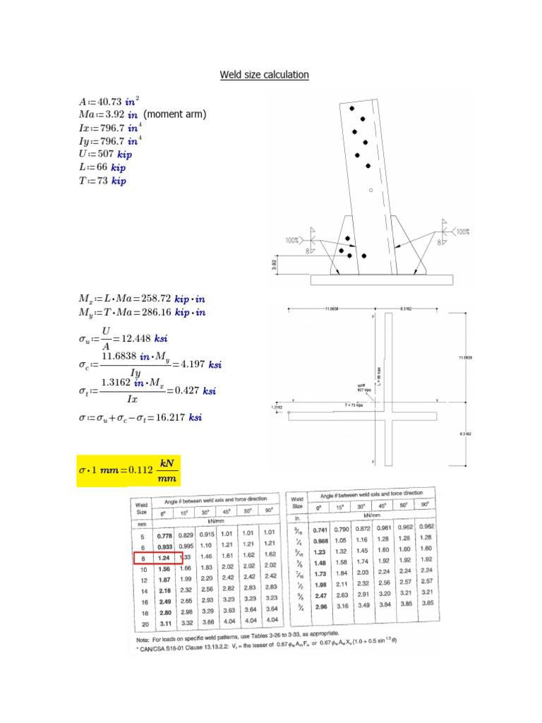 Weld Size and Bolt Calculation Guide | PDF | Science & Mathematics